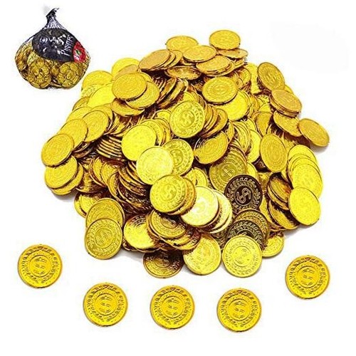 150 Pieces Plastic Play Coins Gold Pirate Treasure Hunt Coins Toys for ...