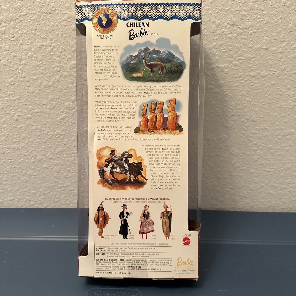 Chilean Barbie Dolls of World Collector Edition 1997 Mattel No. 18559 ...