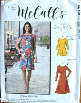 MCCALLS PATTERN 7122 DRESSES TUNIC MISSES SIZES XSMALL SMALL MEDIUM ...