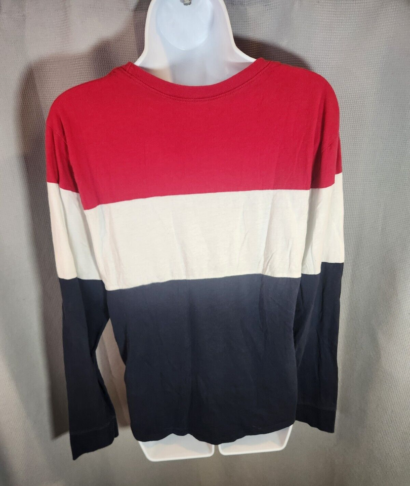 Hollister Shirt Women Medium Red White Blue Spell Out Logo Long Sleeve ...