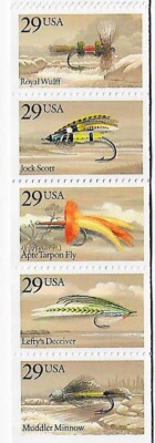 US Fishing Flies 29c Stamp Strip of 5 Scott #2545 - 2549 | eBay