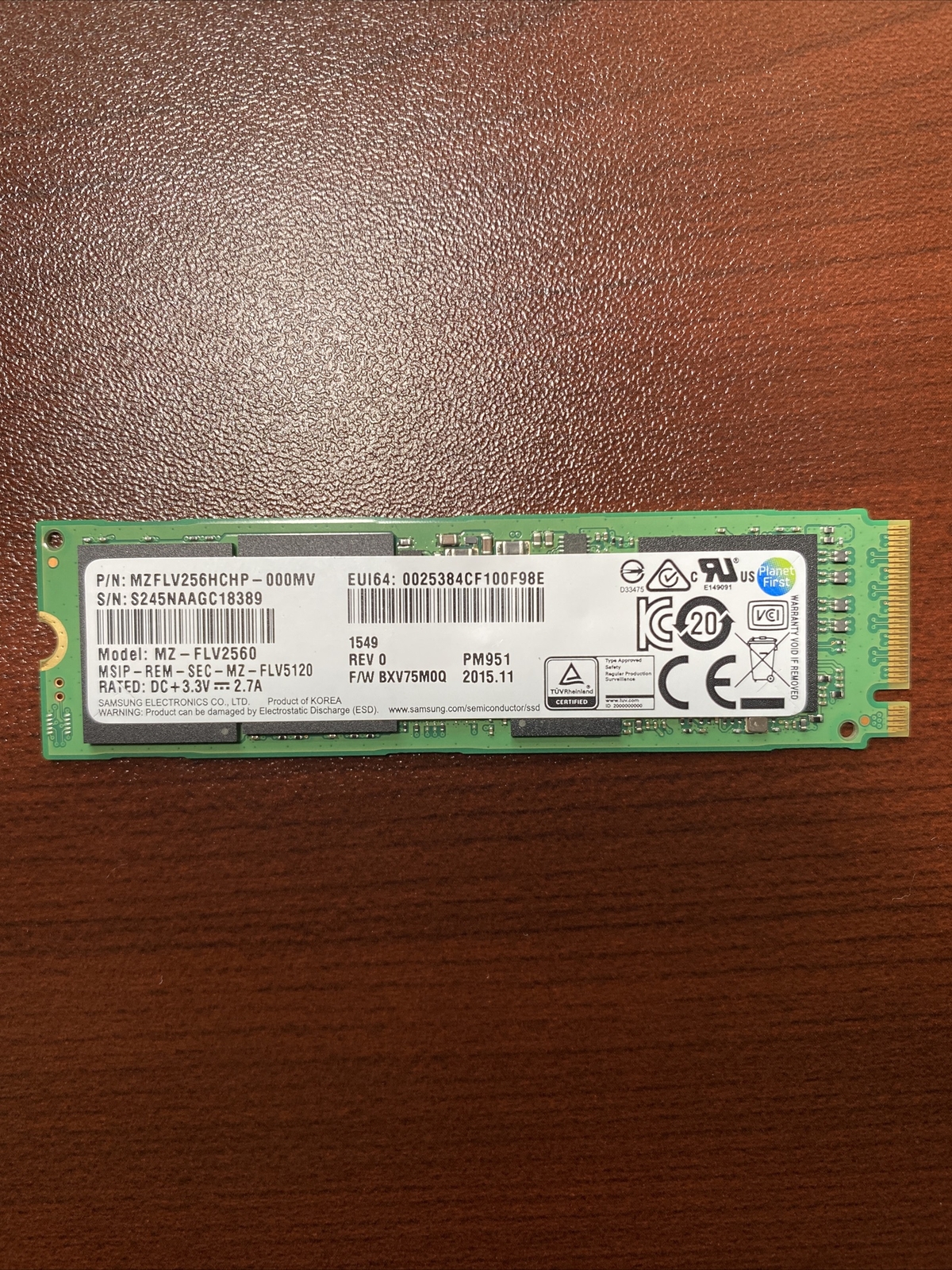 SAMSUNG PM951 MZ-FLV2560 256GB M.2 NVMe SSD MZFLV256HCHP-000MV | eBay