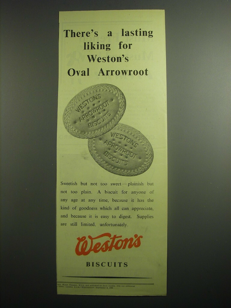 1948 Weston's Biscuits Ad - There's a lasting liking for Weston's Oval ...