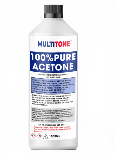 PURE ACETONE 99.9% 1 Litre Acrylic Nail, Tips, UV Gel Remover Dissolver ...