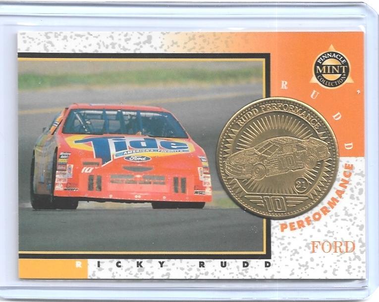 AWESOME 1998 PINNACLE MINT RICKY RUDD BRASS COIN & CARD #21 ~ NASCAR ...