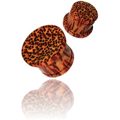 PAIR 6G (4MM) COCONUT WOOD CONCAVE SINGLE FLARE PLUGS ORGANIC STYLE ...
