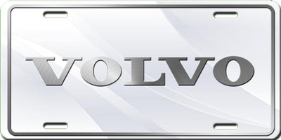 Simulated Steel VOLVO Emblem Logo on White Aluminum Vanity License ...