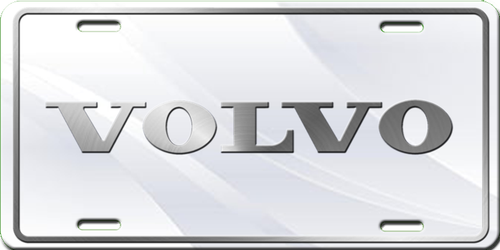 Simulated Steel VOLVO Emblem Logo on White Aluminum Vanity License ...