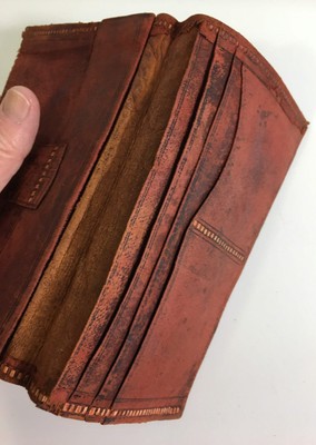 Antique 1920s Billfold Wallet - Bi Fold - Several Pockets Brown Leather ...