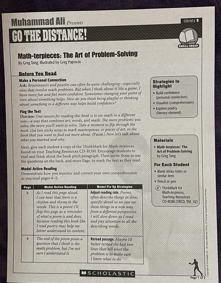 Scholastic Muhammad Ali Presents Go the Distance! Program Sampler ...