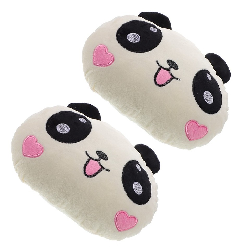 2pcs Panda Car Neck Pillow: Soft Plush Headrest Cushion -Cartoon Cute ...
