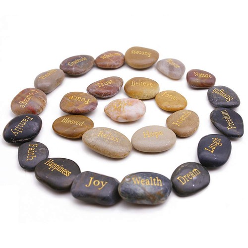 Engraved Inspirational Stones, 25 Different Words Encouragement Stones ...