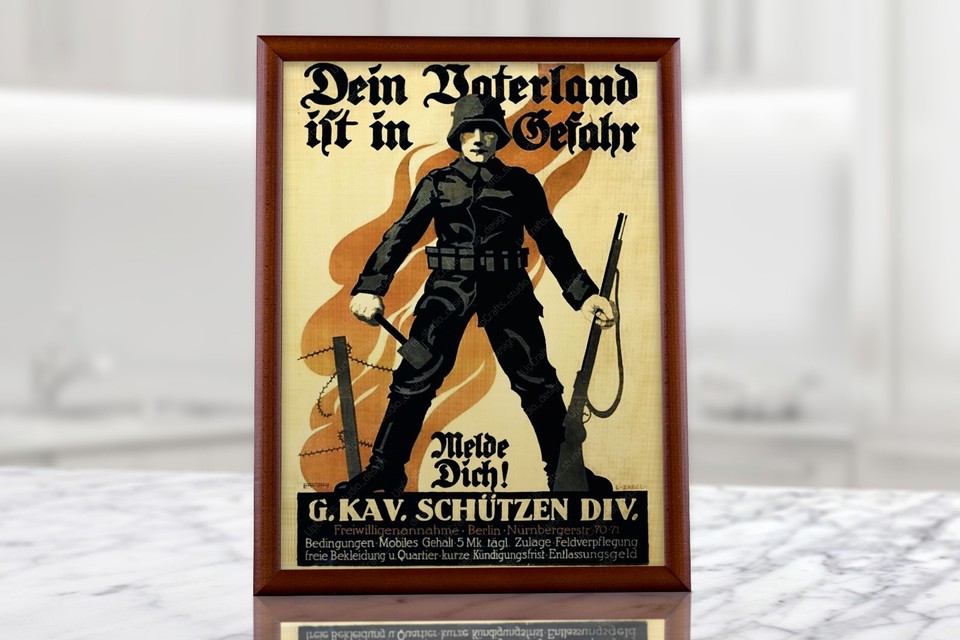 WW1 German Propaganda Poster - WWI Imperial Soldier with Pickelhaube ...