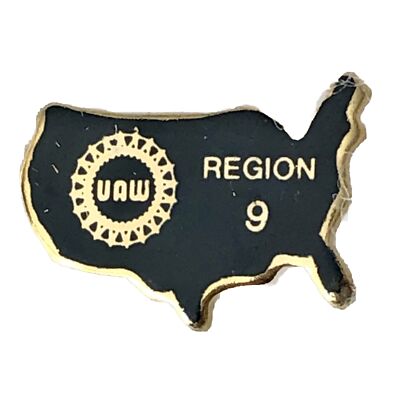 UAW Region 9 Lapel Pin Northeast Union Member USA United Auto Aerospace ...