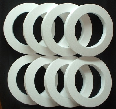 8 pc styro-foam EPS Polystyrene WREATHS 16" X 2" White Craft Wedding ...