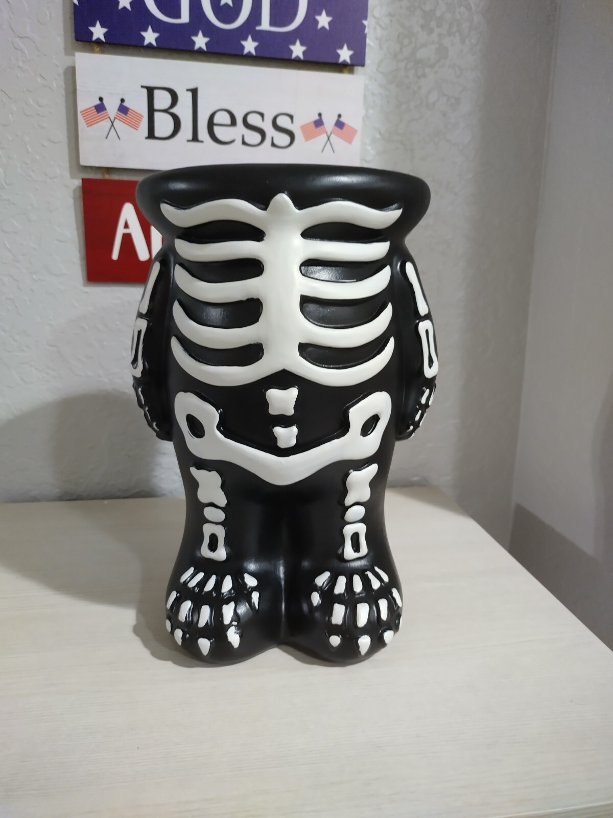 11" Blow Mold Skeleton Pumpkin Stand Halloween Skull NEW | eBay