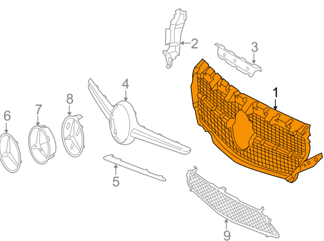 OEM Mercedes-Benz CLA C117 Front Radiator Grille A1178802500 Genuine ...