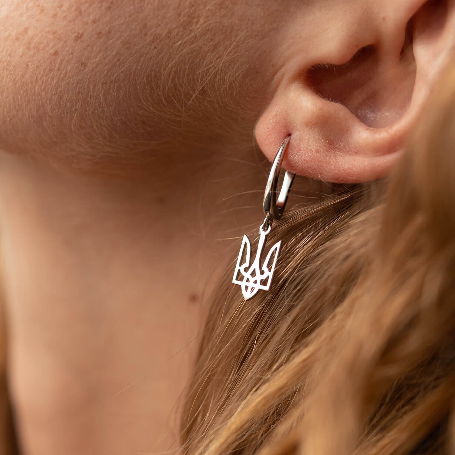 Earrings Ukrainian Trident Tryzub Ukraine Symbol Jewelry Charm 14k gold ...