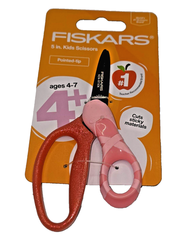 FISKARS 5" Kids Scissors - Non-Stick- Pink, Glittery and Balerina Shoe ...