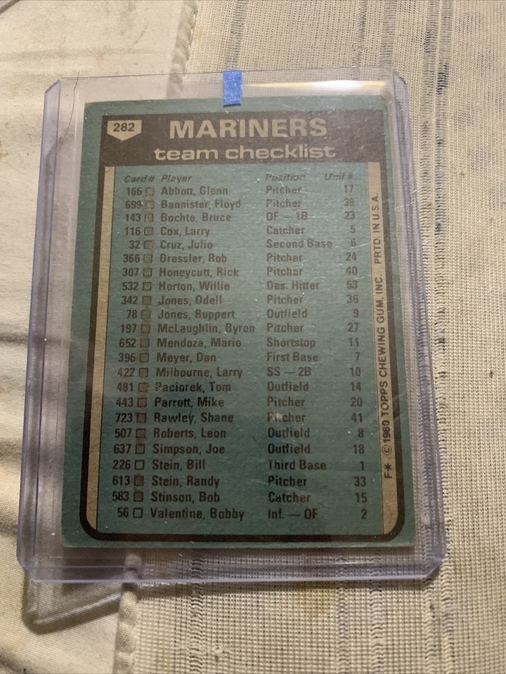 1980 Topps Set Break Seattle Mariners - Darrell Johnson Seattle ...