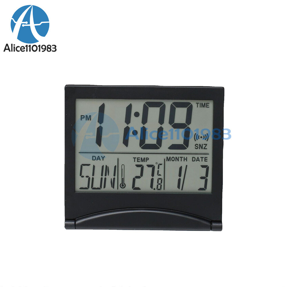 Digital Deck Clock Foldable Calendar Temperature Timer Alarm Clock LCD ...