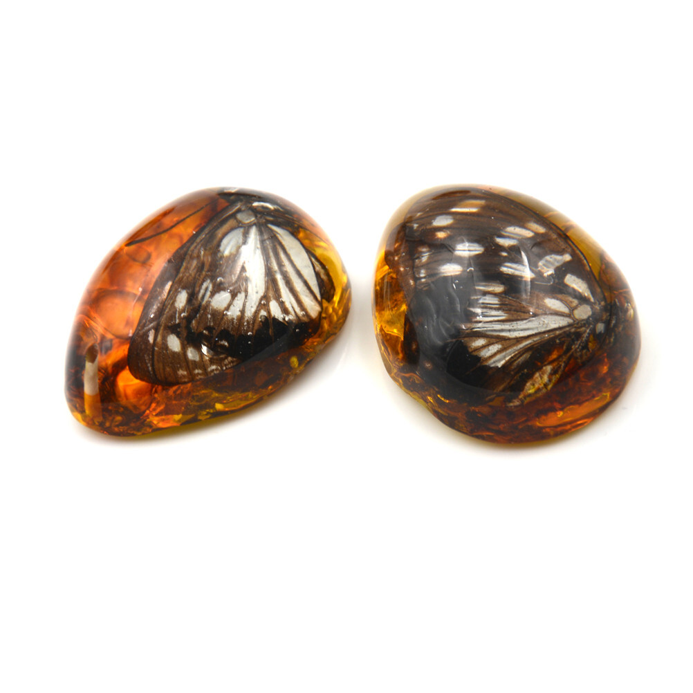 Fashion Beautiful Resin Amber Butterfly Insect Stone Pendant Necklace ...