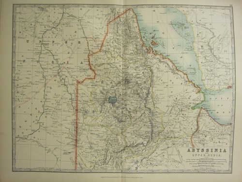 1896 LARGE VICTORIAN MAP ~ ABYSSINIA UPPER NUBIA SOMALI AMHARA SHOA ...
