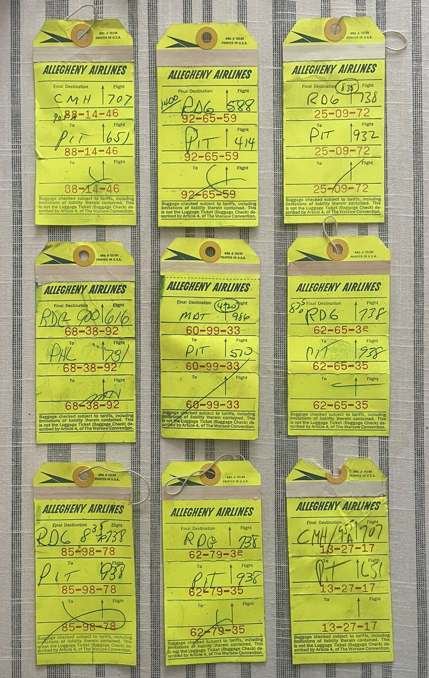 Vintage 1960s Allegheny Airlines Interline Baggage Tags Lot of 9 ...