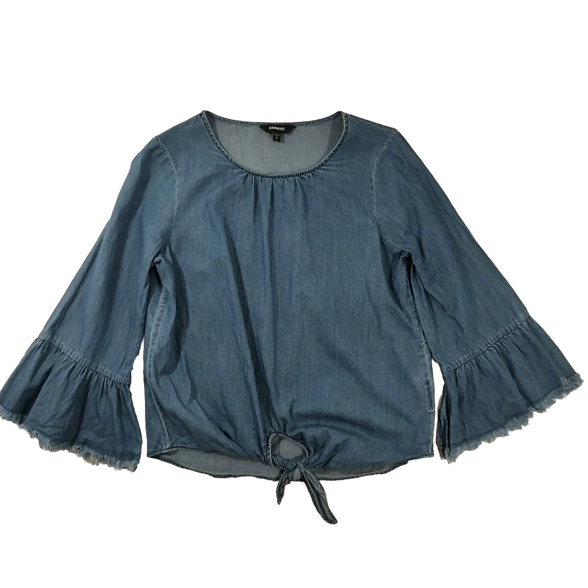 Express Chambray Bleu Évasé Chemise Cottagecore à Man… - Gem