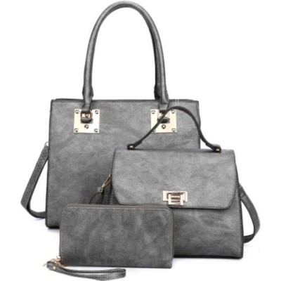 Pewter Women Fashion Handbags Wallet Tote Bag Top Handle Satchel Purse ...
