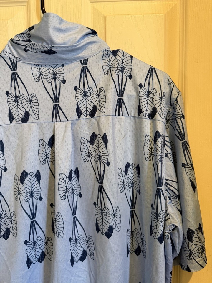 Sig Zane Designs Men's Hawaiian Button-Down Shirt Blue Kalo Print XL ...