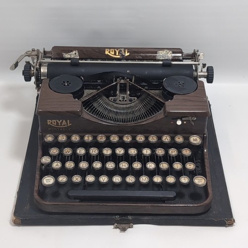1920s Royal Model P Portable Wood Grain Metal Typewriter w/Case | eBay