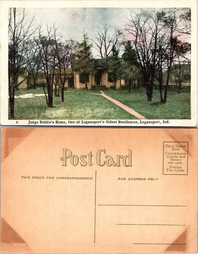 Judge Biddle's Home Logansport Indiana Postcard | eBay