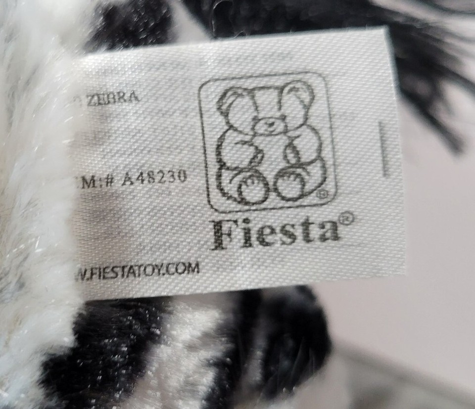 Fiesta 12" Long Zebra Plush Stuffed Animal Black White Striped A48230 ...