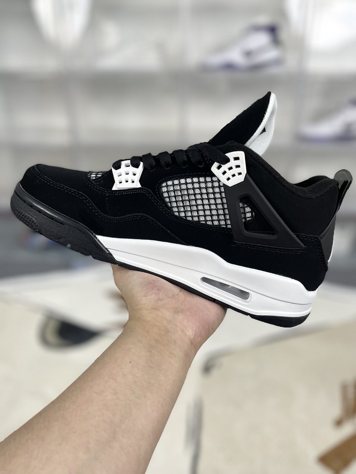 Nike Air Jordan 4 black and white men's basketball shoes -FQ8138-001 | eBay