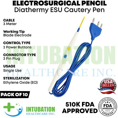 Electrosurgical Pencil with Blade Electrode Diathermy ESU Cautery Pen ...