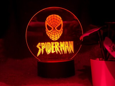 Spiderman Superhero Night Light 8 Colours LED Lamp USB Custom Gift ...