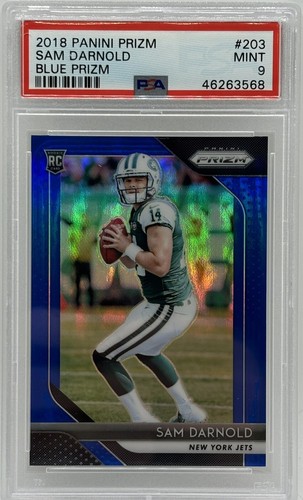 2018 Panini Prizm BLUE Sam Darnold PSA 9 Rookie RC Vikings MINT Retail ...