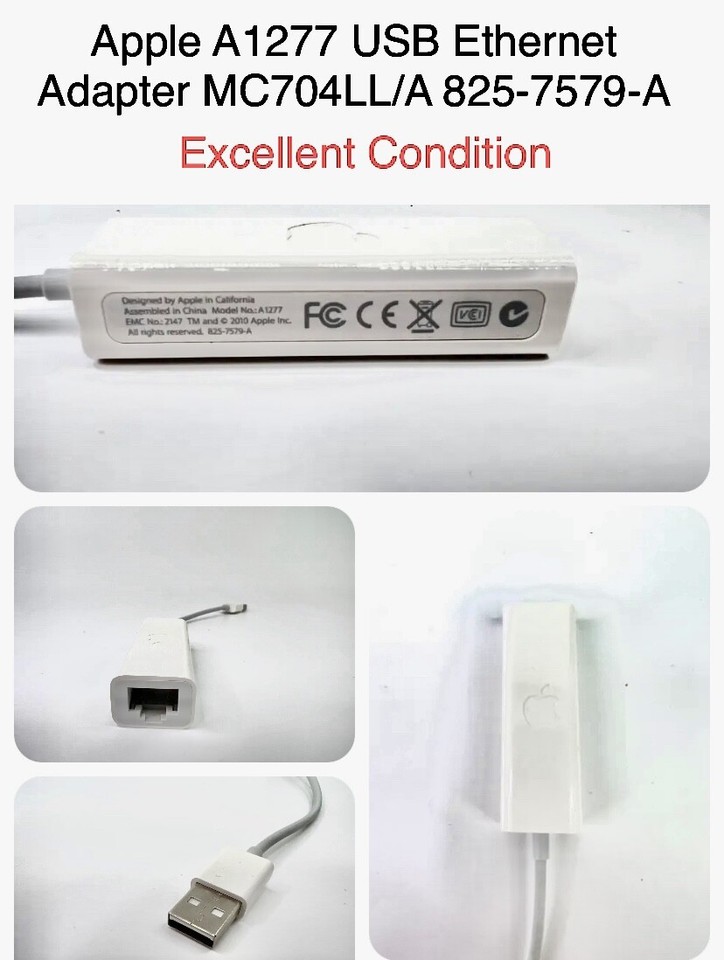 Genuine Apple A1277 USB Ethernet Adapter MC704LL/A 825-7579-A connector ...