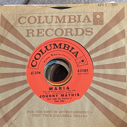 Johnny Mathis: Maria / Hey Love 45 Columbia 4-41684 | eBay