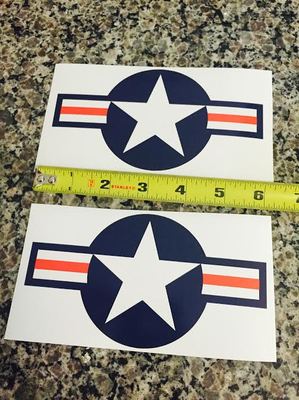 (2 Pack!) 6" x 3.25" USAF Aircraft Stickers Military Vinyl Star Decal ...