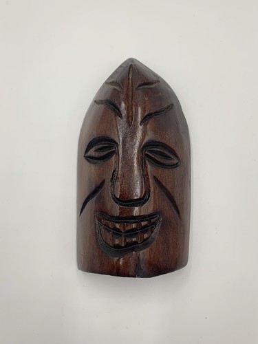 Wooden Face Mask Hand Carved From Australian Red Gum Smiling Sculpture ...
