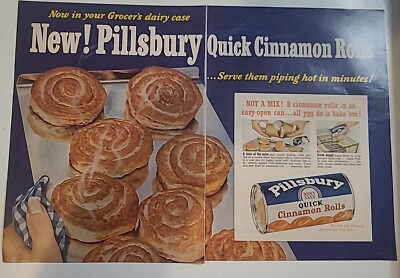 Pillsbury Quick Cinnamon Rolls print ad 1955 Vintage 20x13 | eBay