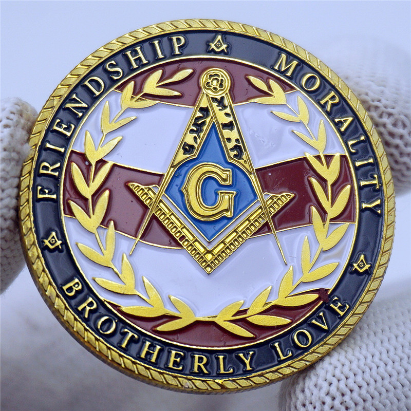 US Masonic Freemason Freemasonry Gold plated Challenge Coin Collectible ...
