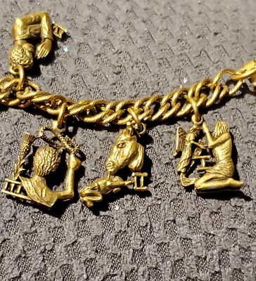 Coro Ten Commandments Charm Bracelet Gold Tone 1023 | eBay
