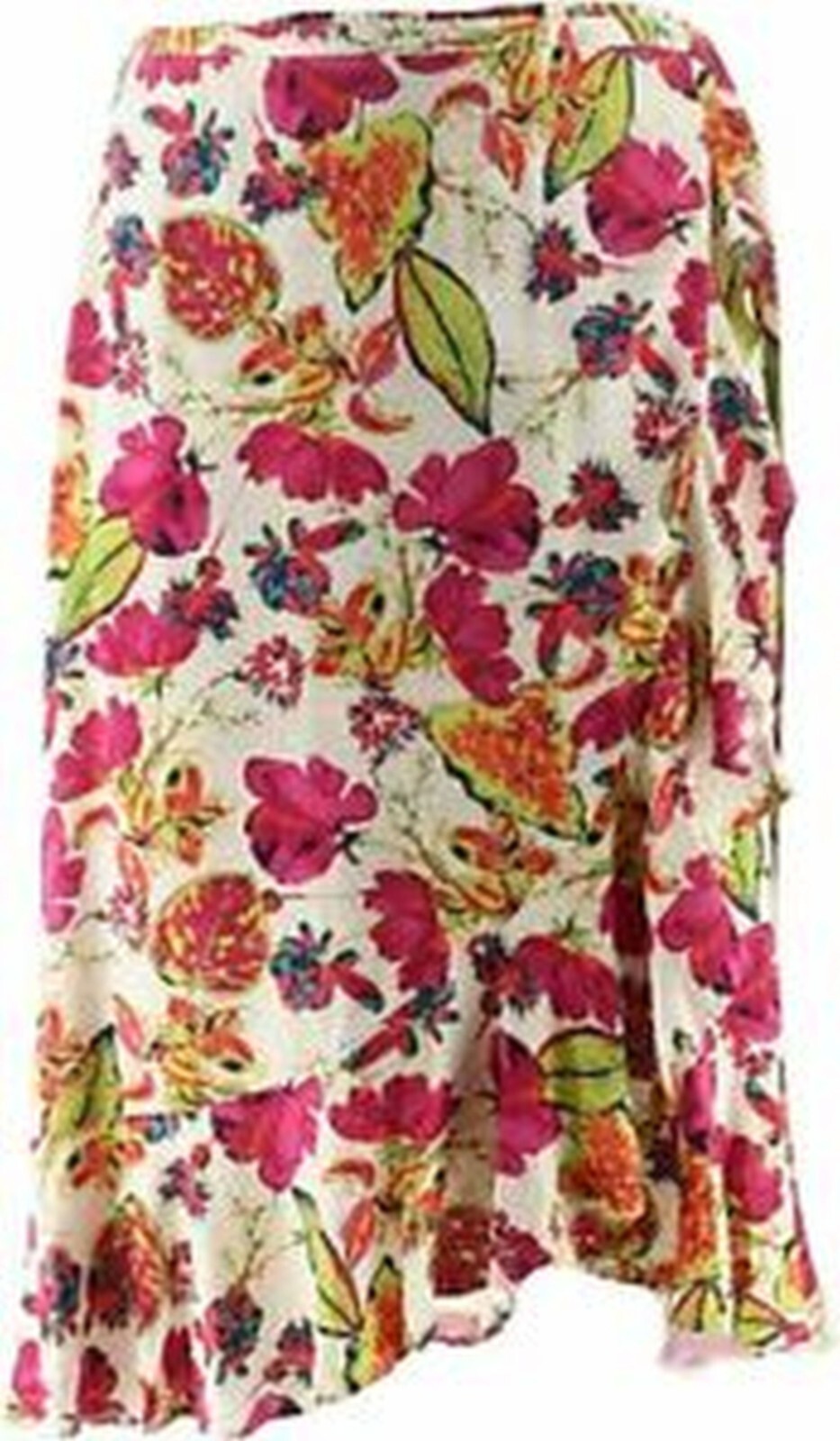 DG2 Diane Gilman Faux Wrap Floral Print Skirt w/Ruffle Sizes Medium ...