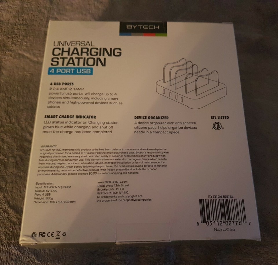 ByTech Universal Quad USB Multi Device Charging Station Organizer BNIB ...