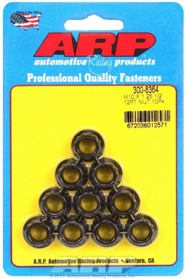 Arp 300-8364, Set of 10 Black Chromoly 10Mm X 1.25 12Pt. Nuts (10 ...