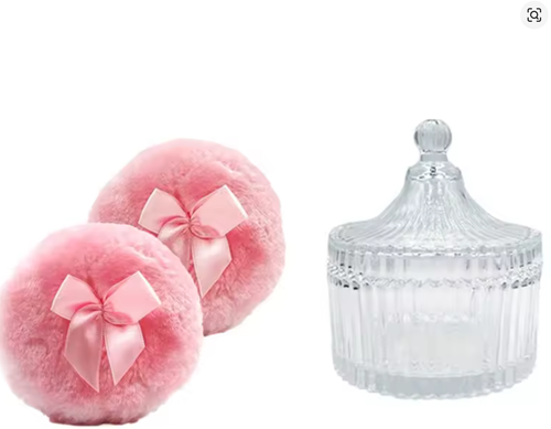 Glass Powder Duster Jar with Puff | Body Dusting Powder Dispenser ...