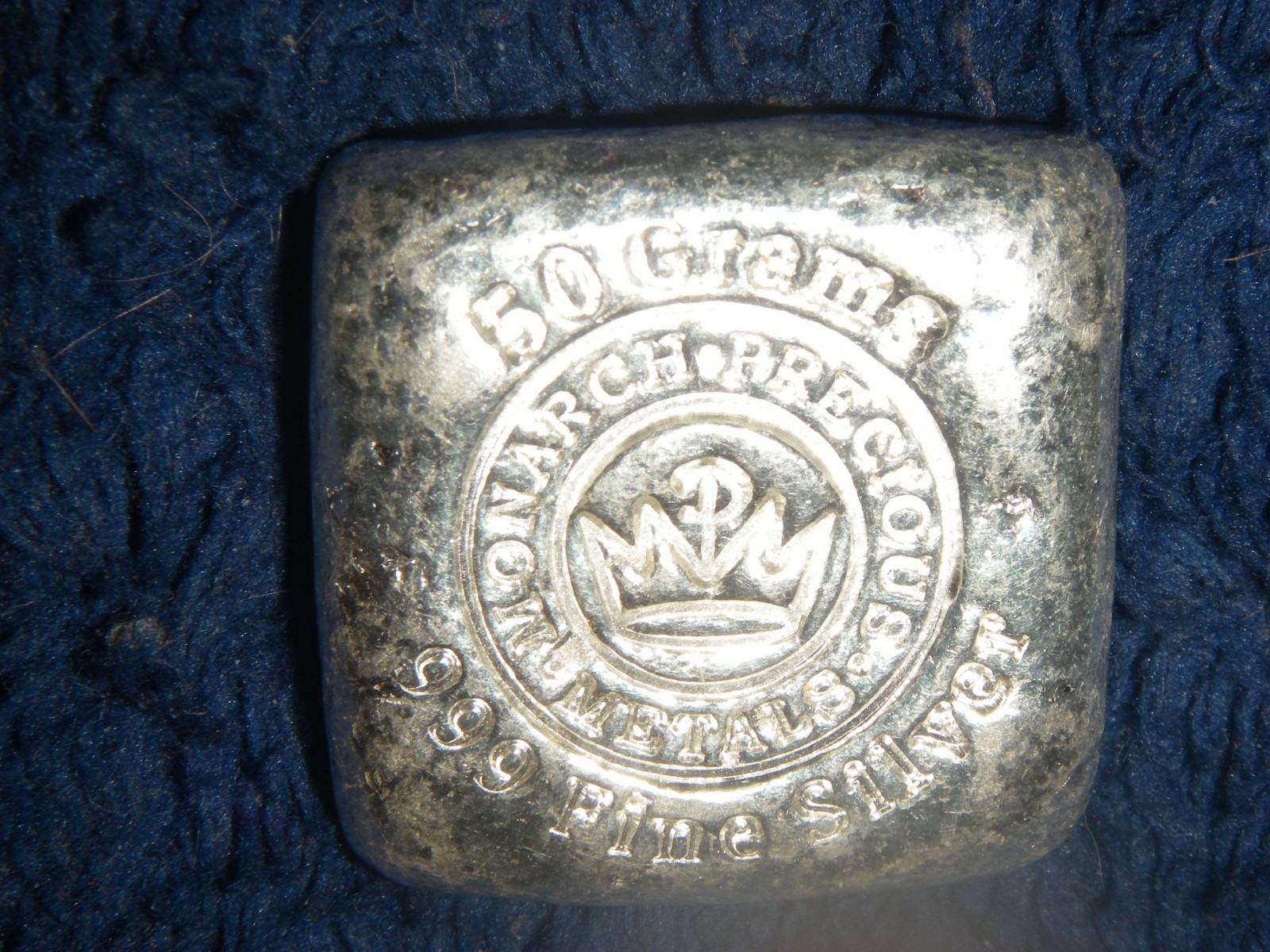 Silver Cube Monarch Precious Metals 50 Grams .999 Fine Silver Poured ...